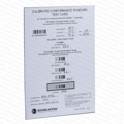 Gs1 Calibrated Conformance Standard Test Card For Datamatrix 2d Bar Code Verifiers Auto Id